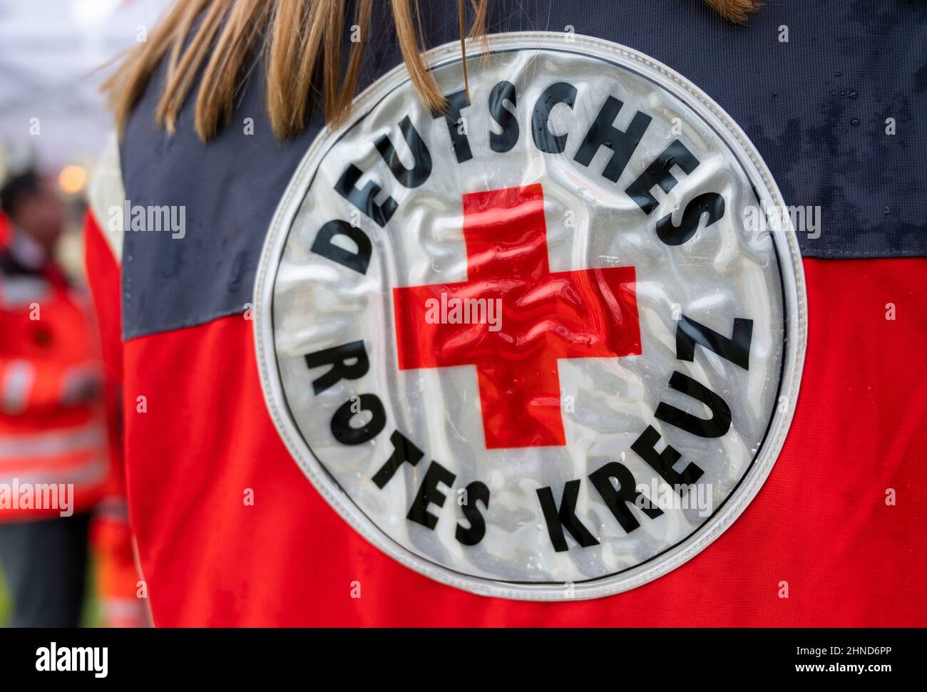 Berlin, Germany. 16th Feb, 2022. A volunteer of the German Red Cross ...