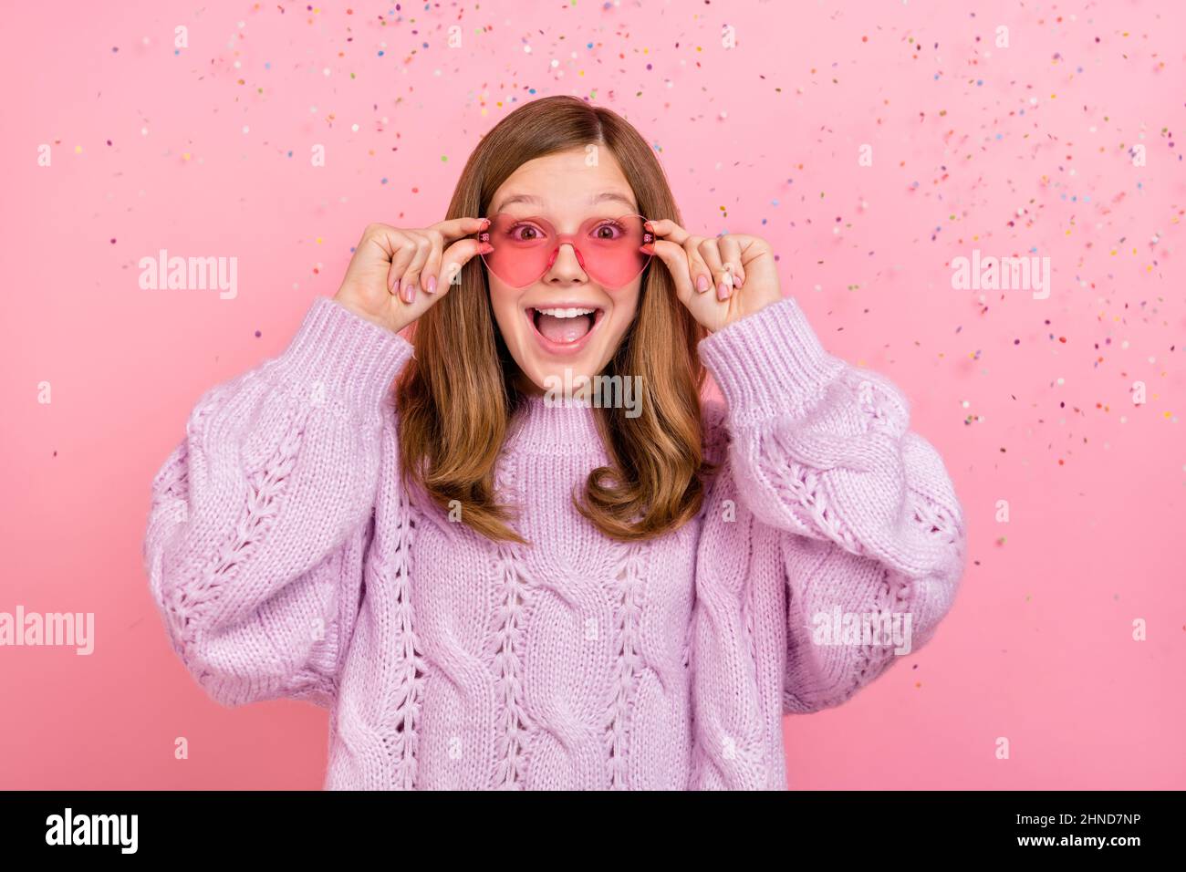 Photo of young excited cheerful girl reaction omg glad festive yell ...