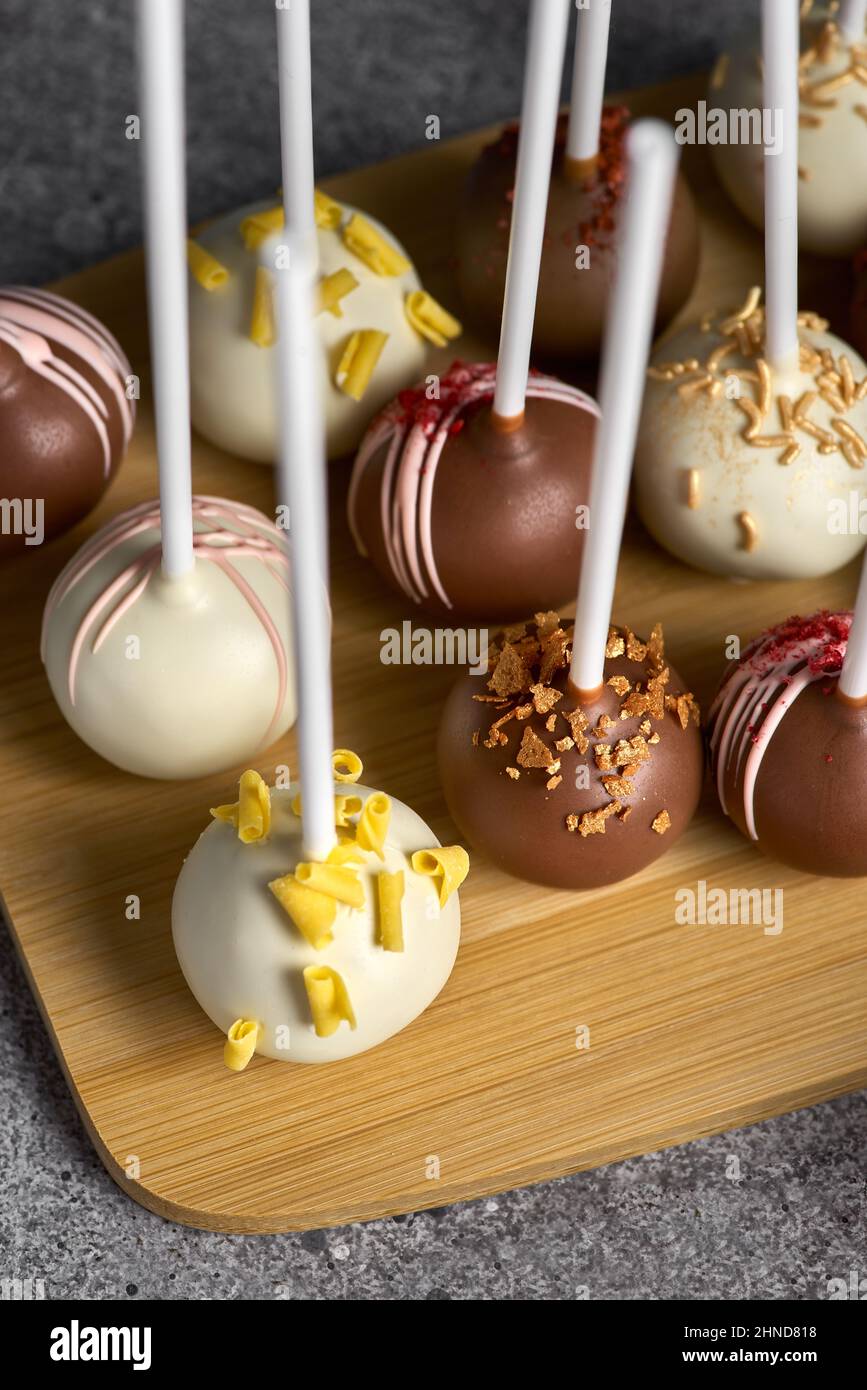 Selection of various bonbon in close up.Tasty sweet dessert food for ...