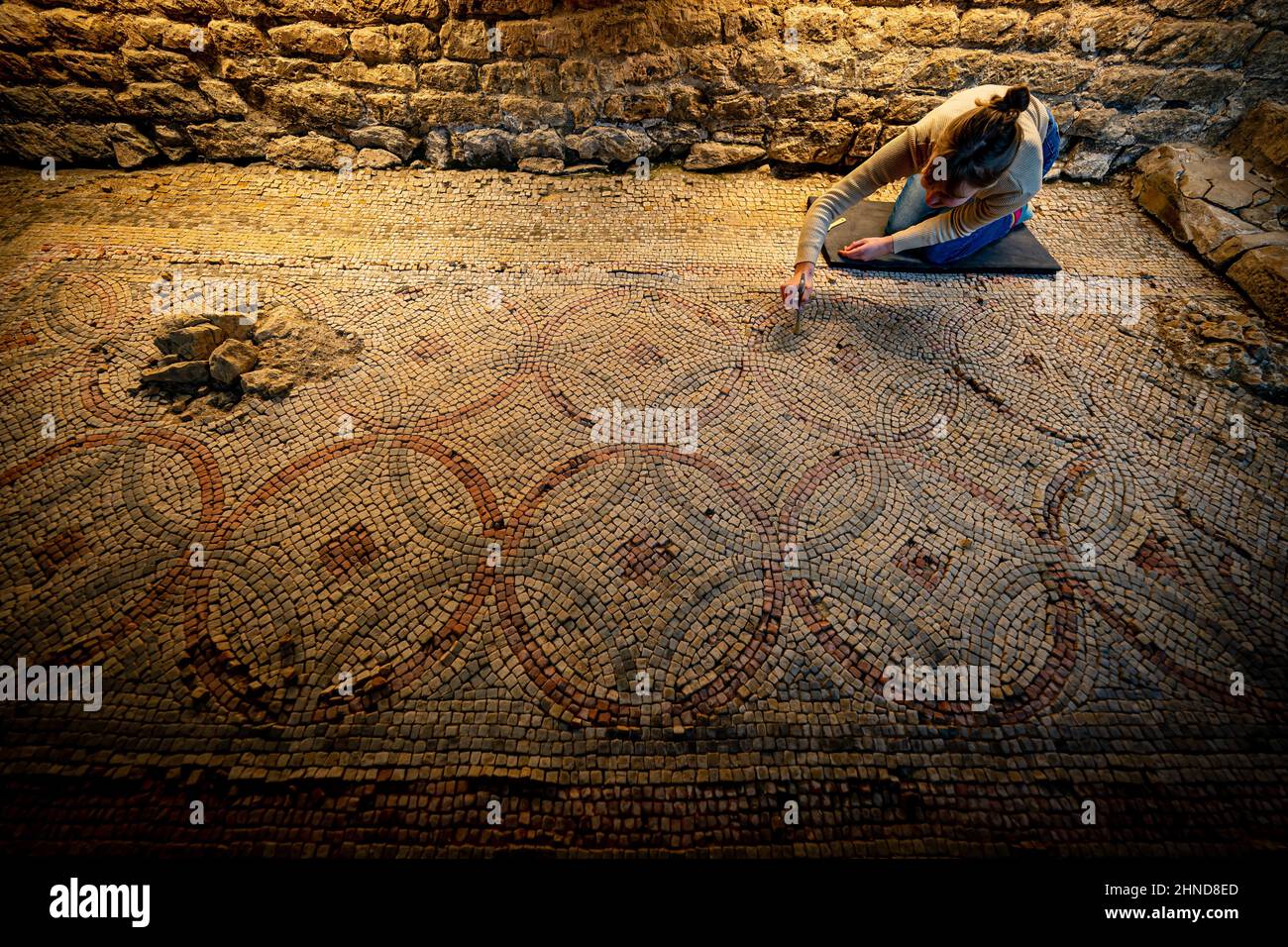 National Trust conservators clean the Corridor Mosaic - one of the ...