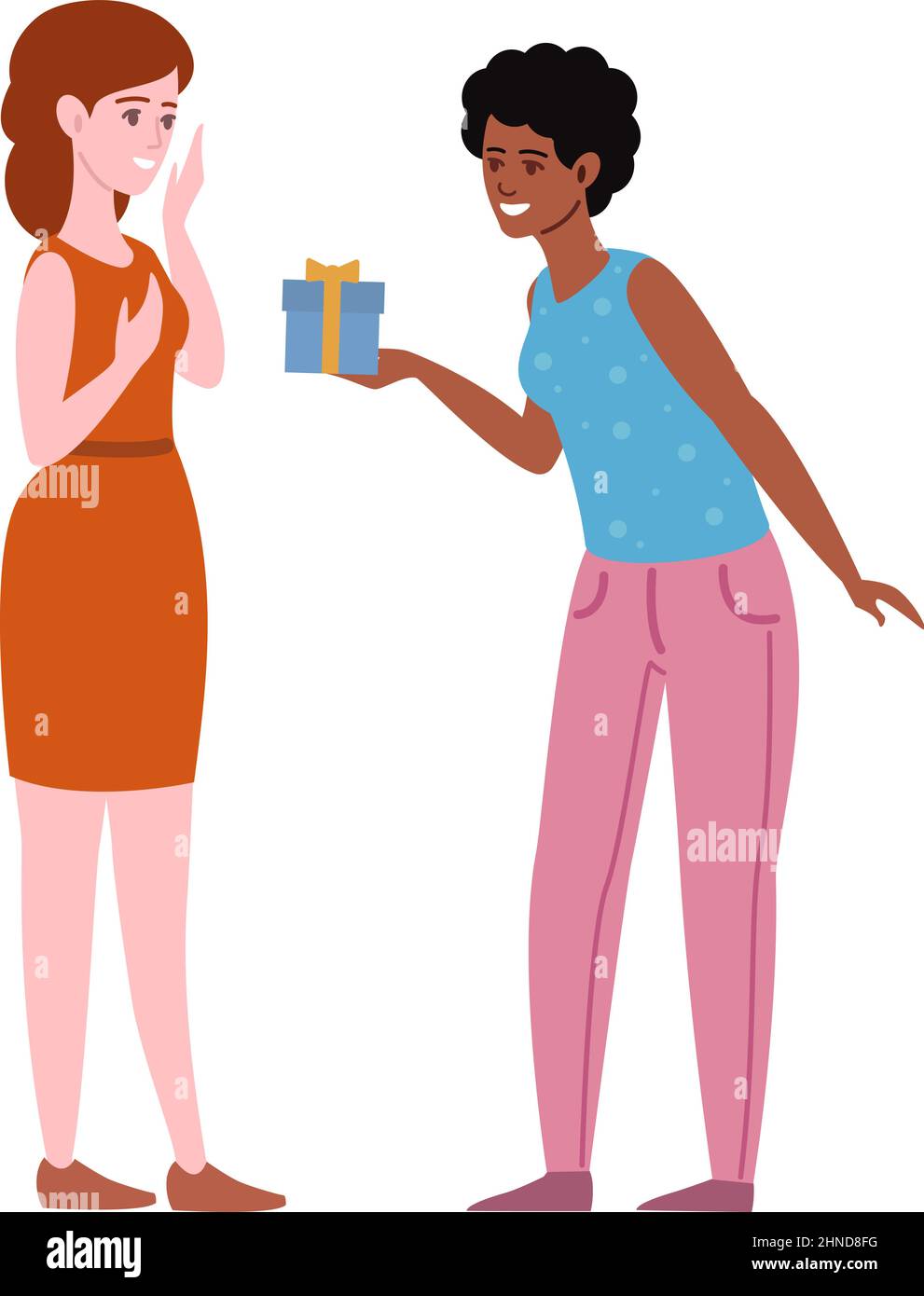 Woman receiving gift from friend hi-res stock photography and images ...