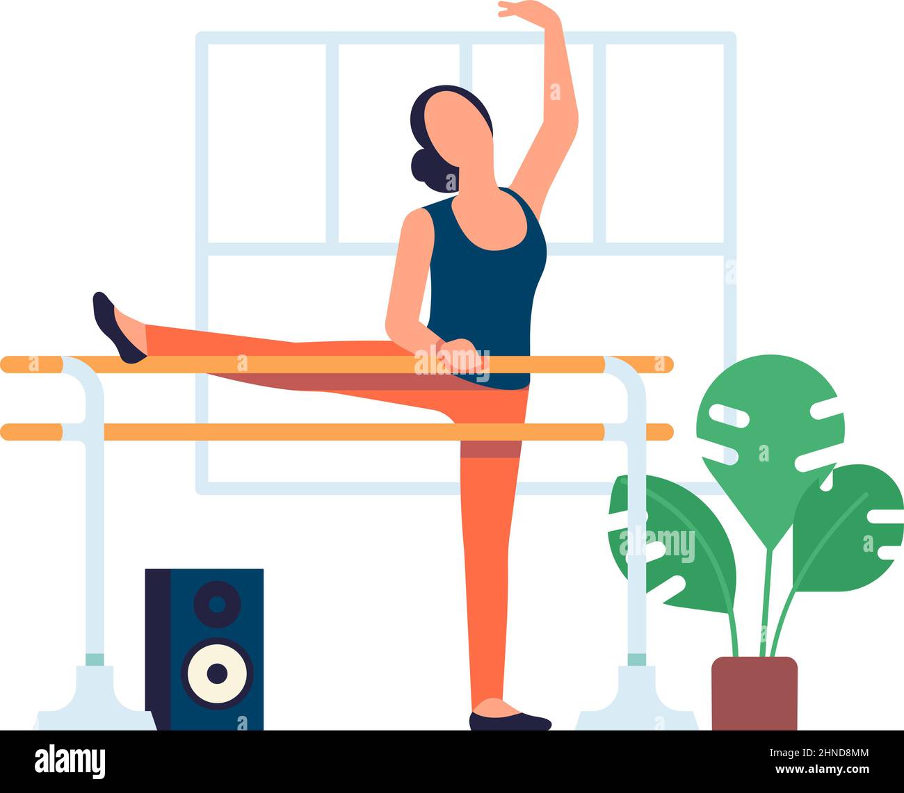 Ballerina barre stretching Stock Vector Images - Alamy