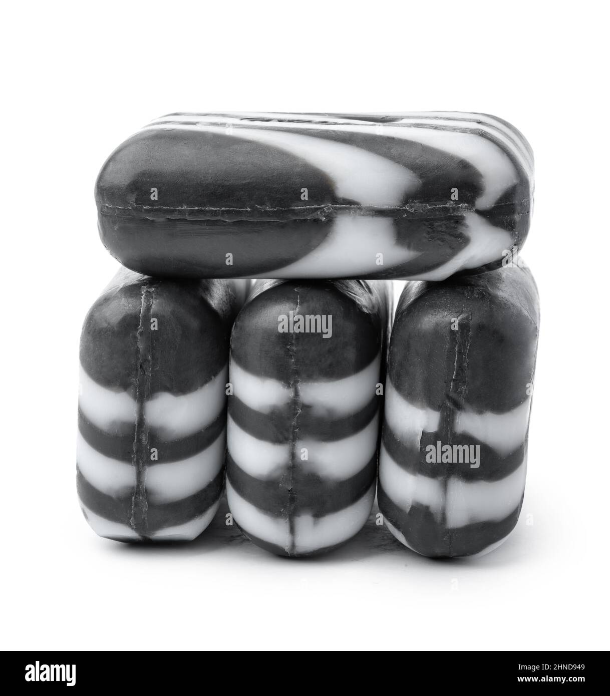 Stacked pieces of natural handmade soap on white background Stock Photo ...