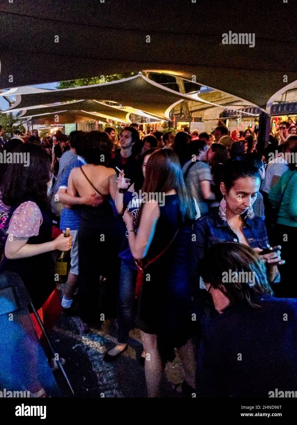 Paris, France, Large Crowd of People, Women, Dancing in French Bar ...