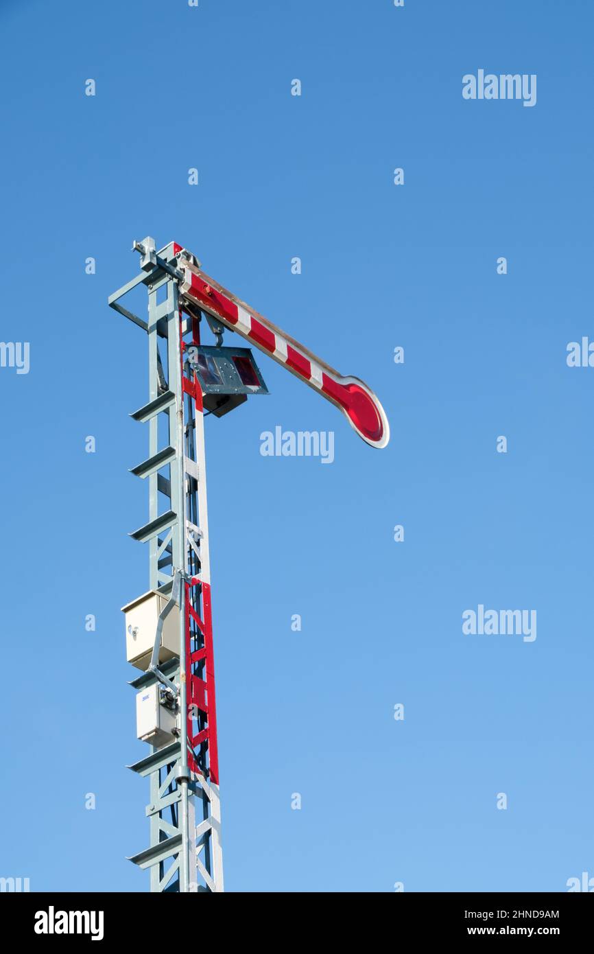 The traffic signal pole in the stop status of the railway traffic ...