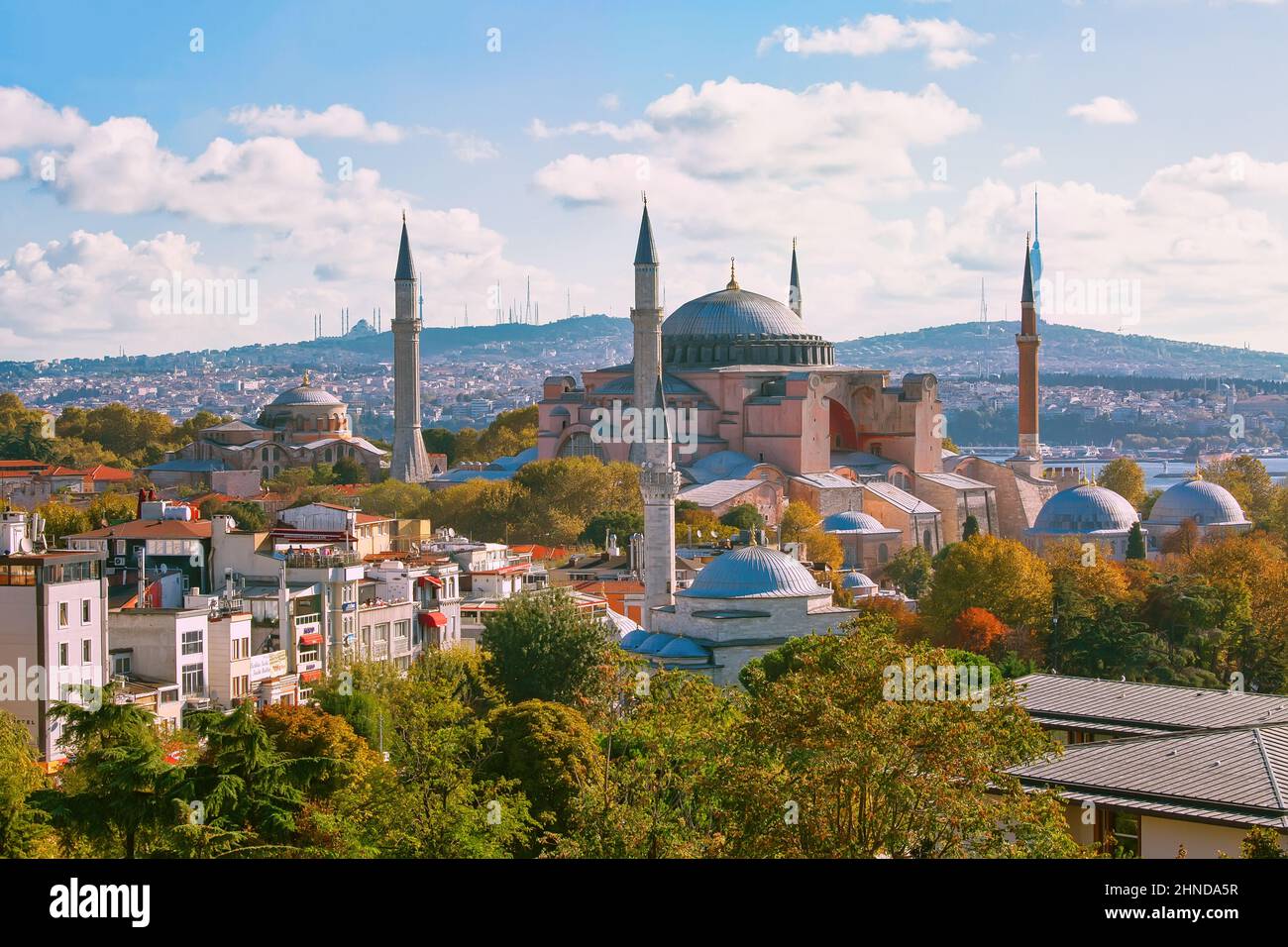 ISTANBUL, TURKEY - October 7th, 2019: View to Hagia Sofia, beautiful ...