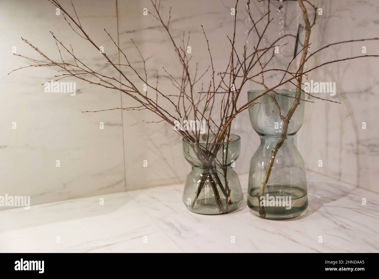 branches in a glass vase, home decor Stock Photo - Alamy