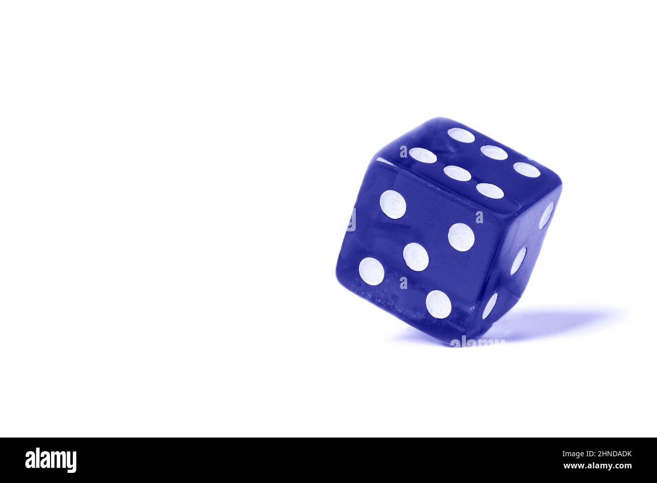 dice showing 6 isolated on a white background, hexagonal cube standing ...