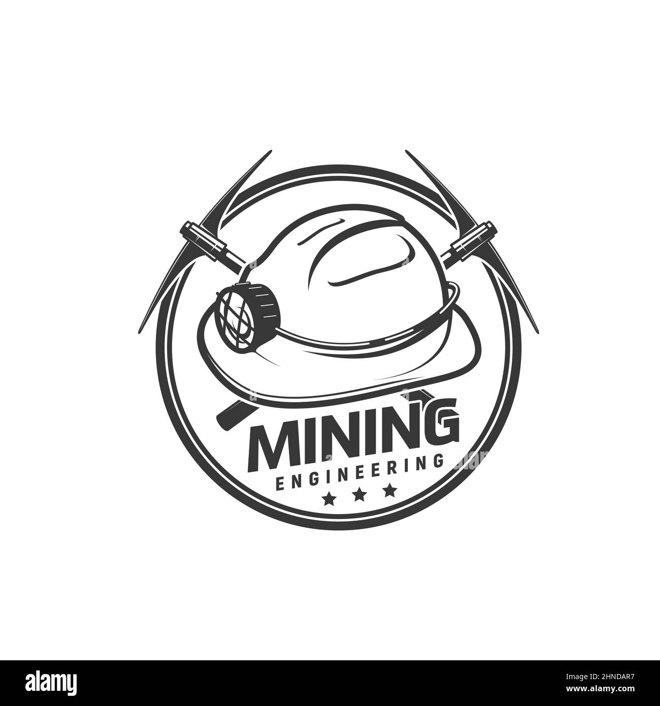 Mining and engineering icon of mine industry, vector emblem of miner ...