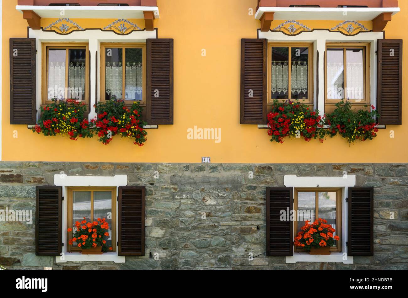 Italy, Aosta Valley, Champoluc, facade detail Stock Photo - Alamy