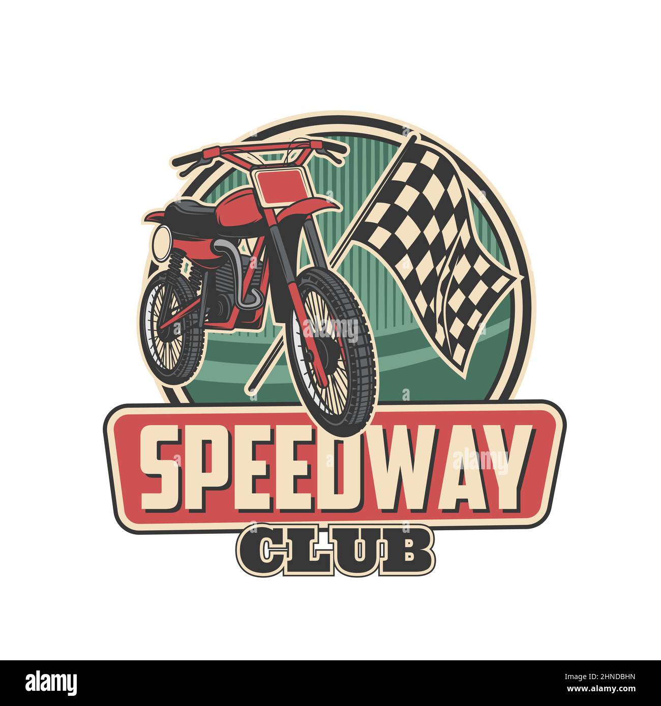 Speedway club icon. Motorcycle racing sport, motocross competition ...