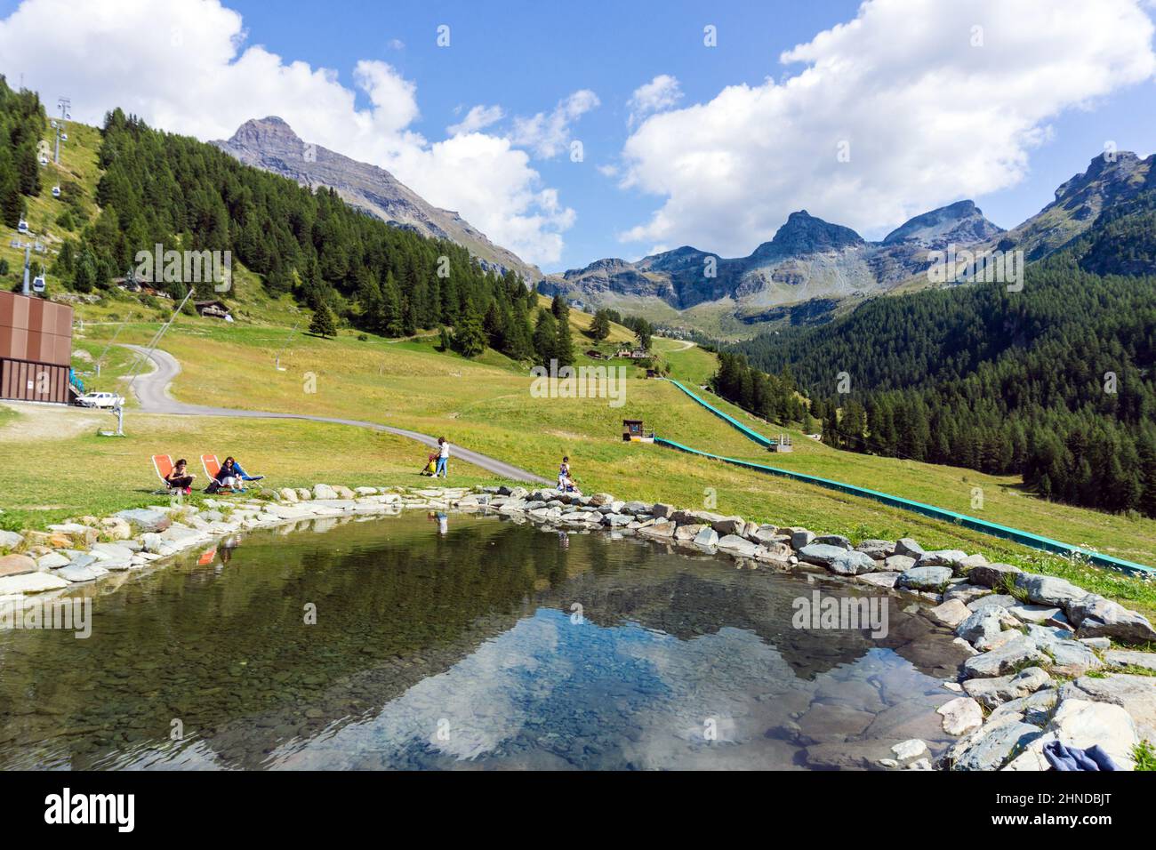 Italy, Aosta Valley, Champoluc, Crest mountain Stock Photo - Alamy