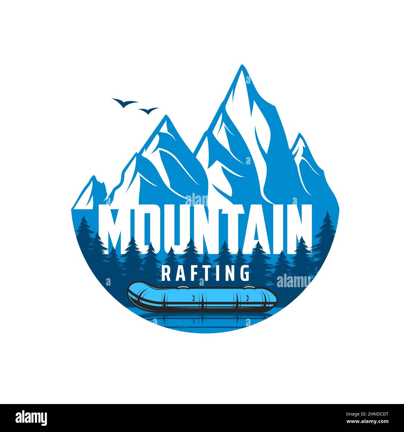 Mountain river rafting icon. Outdoor recreation and leisure in wild ...