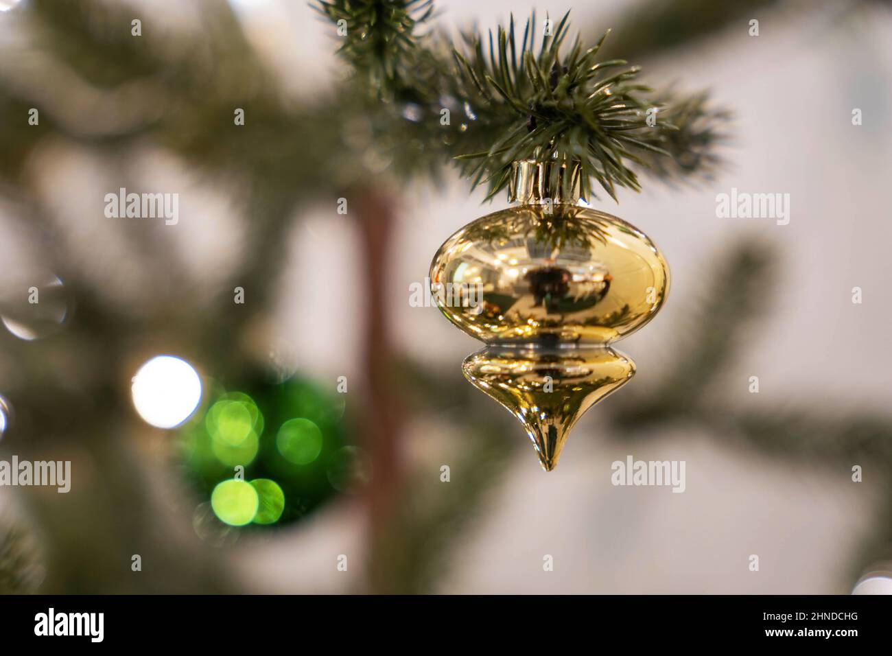 Christmas tree toys on spruce branches, Merry Christmas and Happy New ...