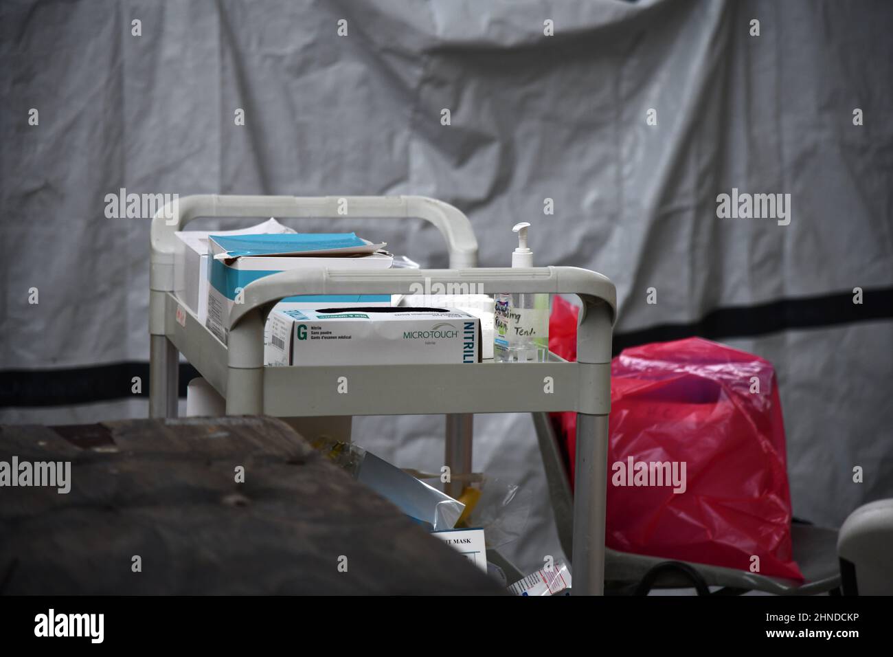 Vacant PCR testing station with basic facilities Stock Photo - Alamy