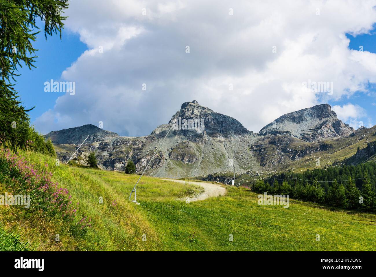 Italy, Aosta Valley, Champoluc, Crest mountain Stock Photo - Alamy