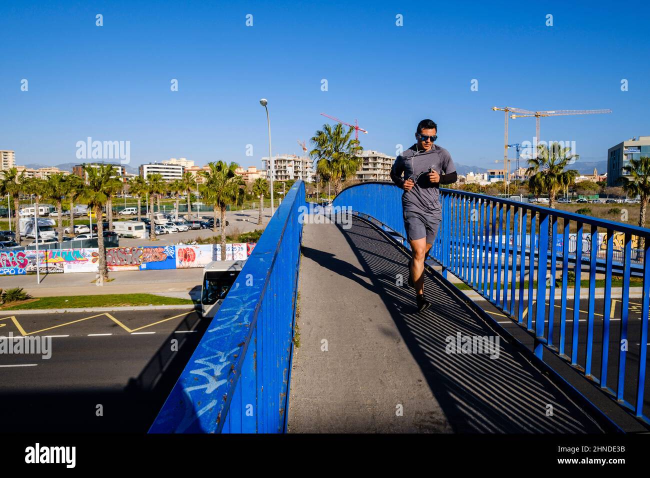 pedestrian walkway over Ma-19 motorway, Polígono de Levante, Palma ...