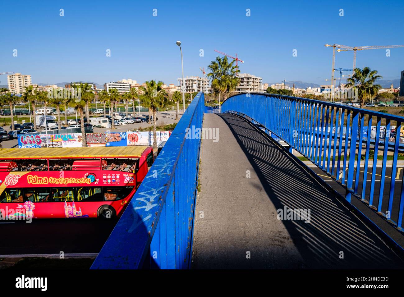 pedestrian walkway over Ma-19 motorway, Polígono de Levante, Palma ...
