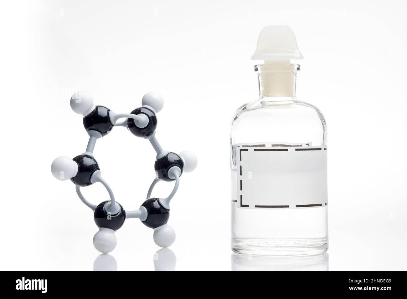 Benzene solution and structure Stock Photo - Alamy