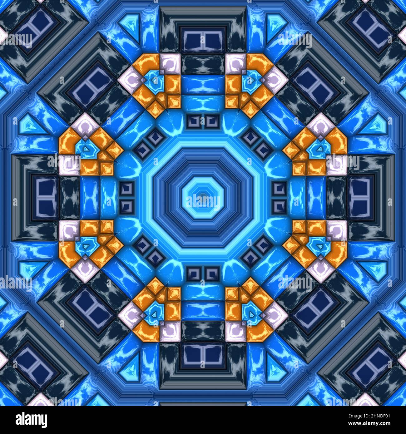 3D render of plastic background tile with embossed glossy mandala puffs ...