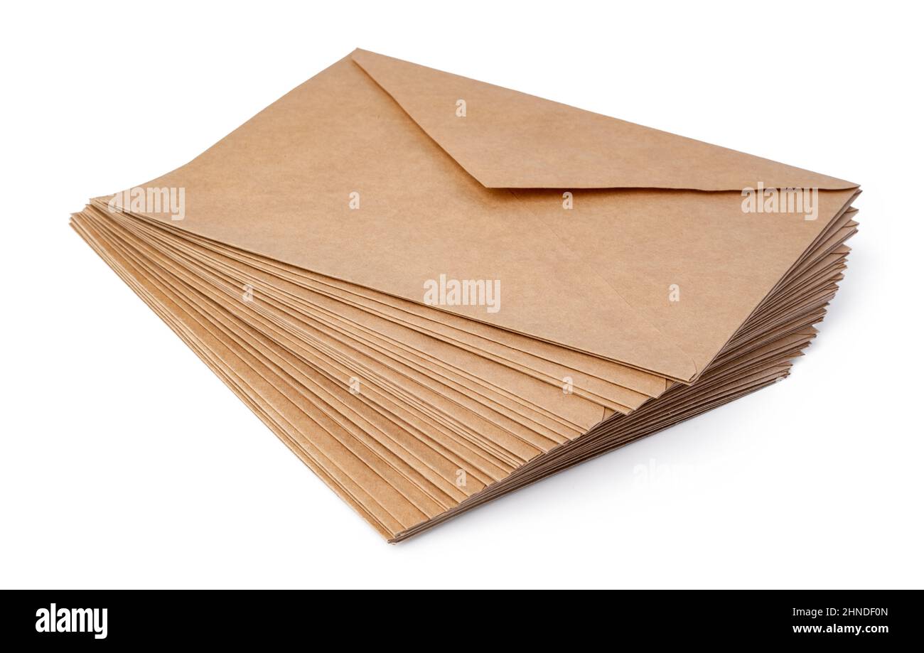 Brown craft envelope isolated on white background Stock Photo - Alamy