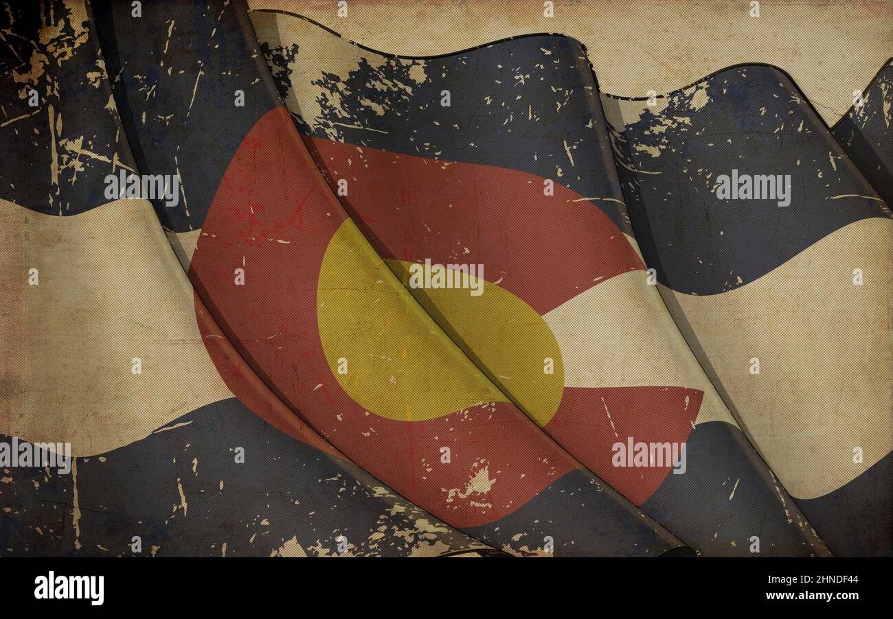 Background illustration of an old paper with a print of a waving Flag ...