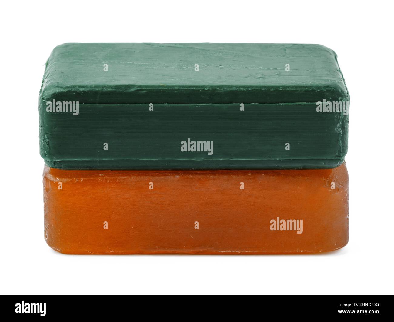 Beige and green soap bars on white background Stock Photo - Alamy