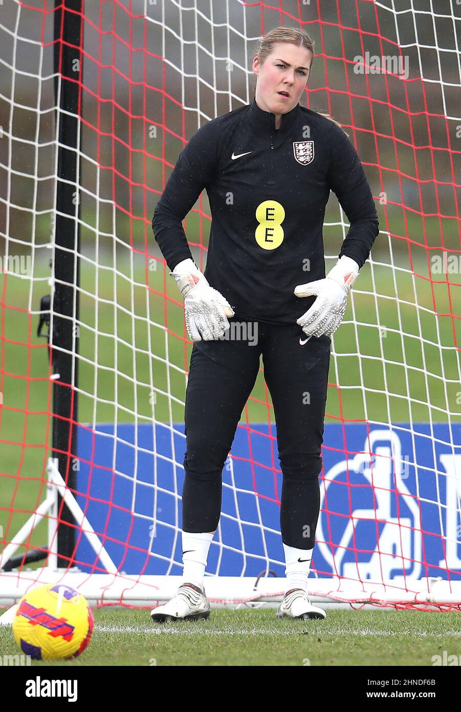 England goalkeeper Mary Earps during a training session at Rockliffe ...