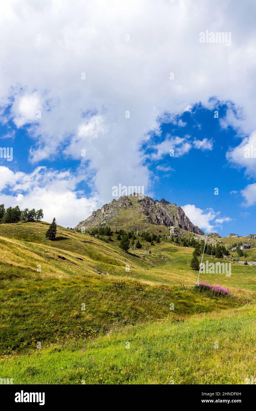 Italy, Aosta Valley, Champoluc, Crest mountain Stock Photo - Alamy