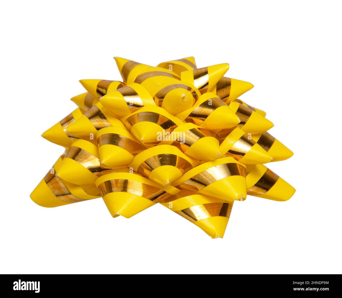 Design decorative yellow gift bow isolated on the white background ...
