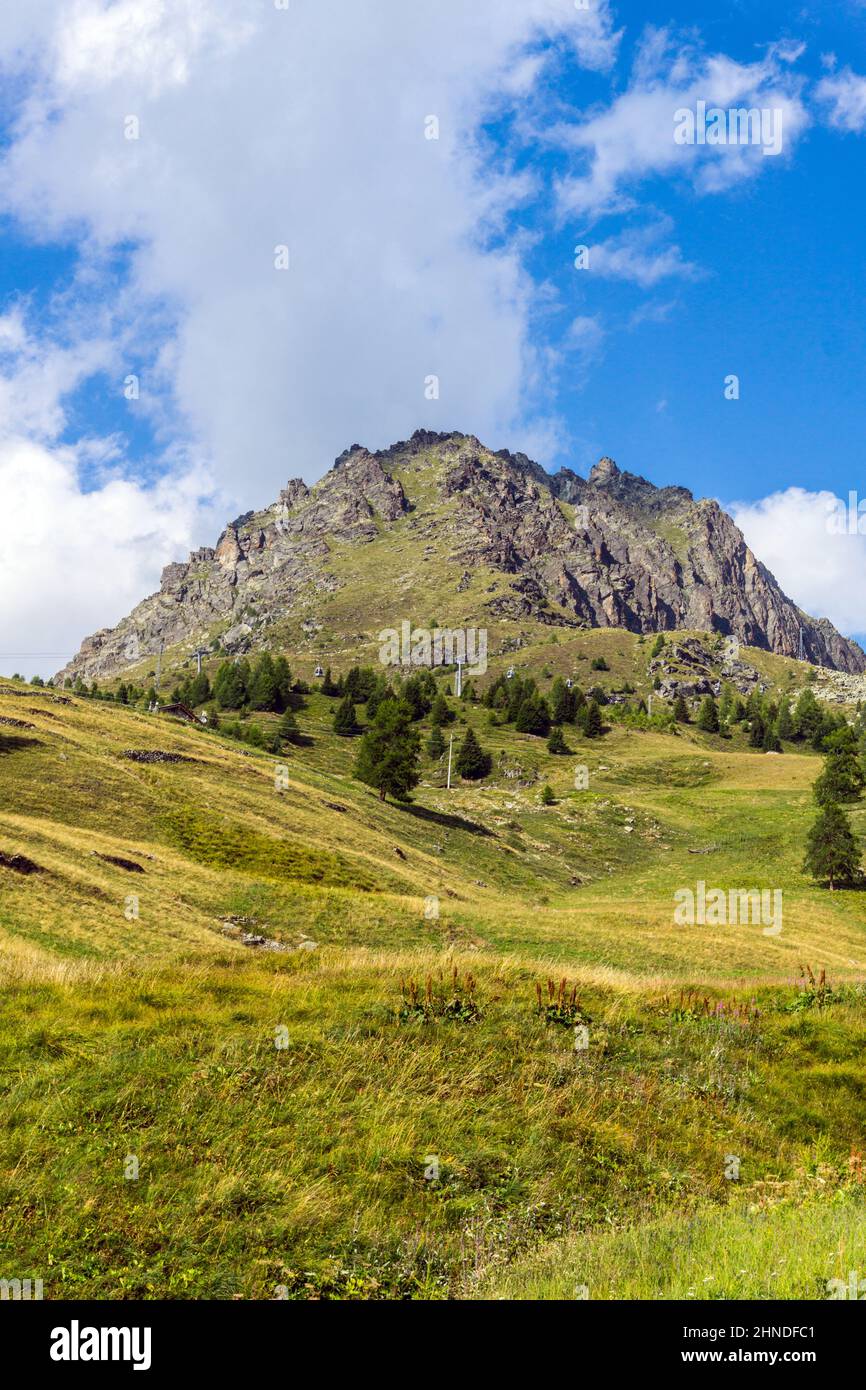 Italy, Aosta Valley, Champoluc, Crest mountain Stock Photo - Alamy