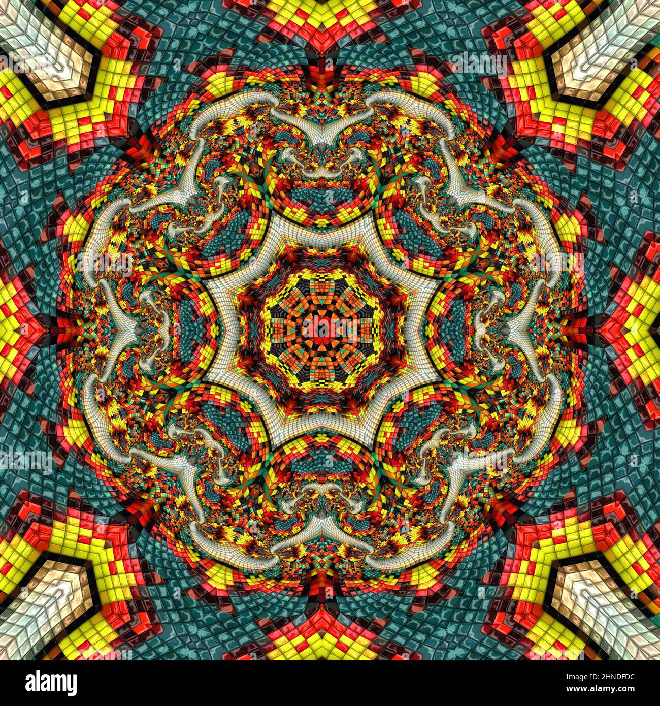 3D puff pixels mandala artwork Stock Photo - Alamy