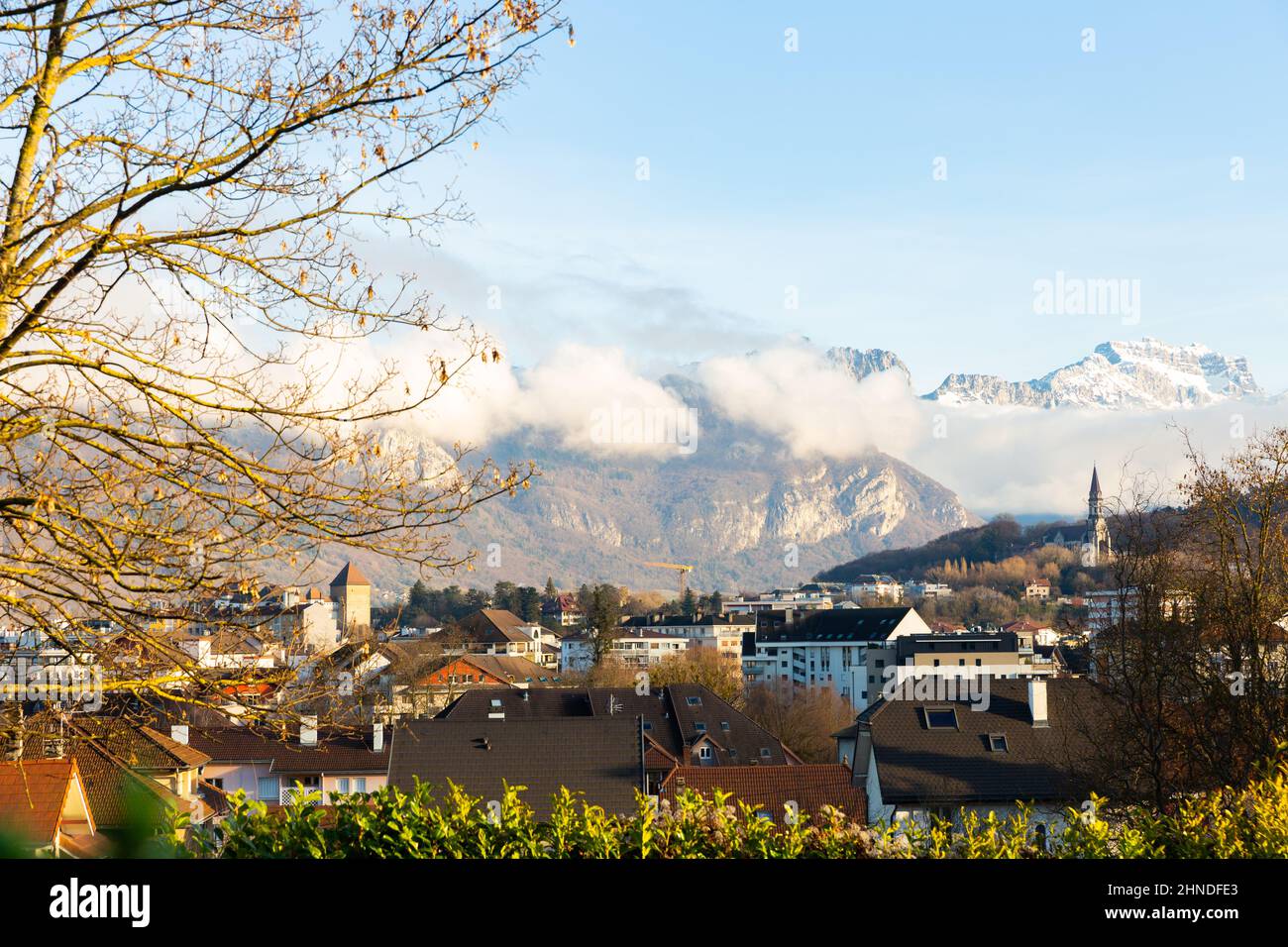 Panoramic view of Annecy town, French Alps Stock Photo - Alamy