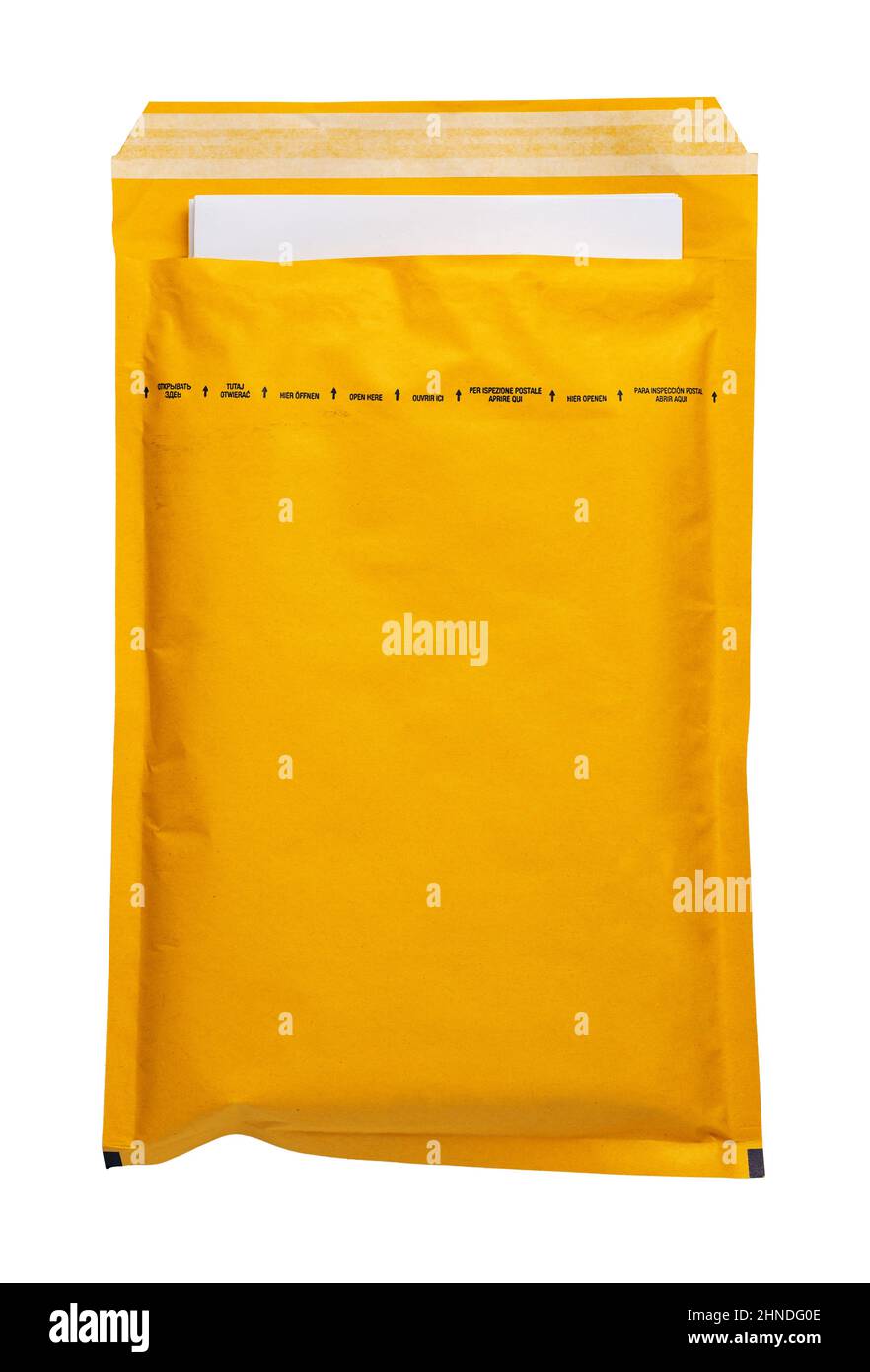 Brown envelope front and back isolated on white background. Letter top ...