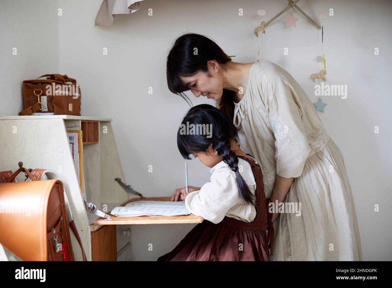 Japanese Girl Doing Her Homework Stock Photo - Alamy