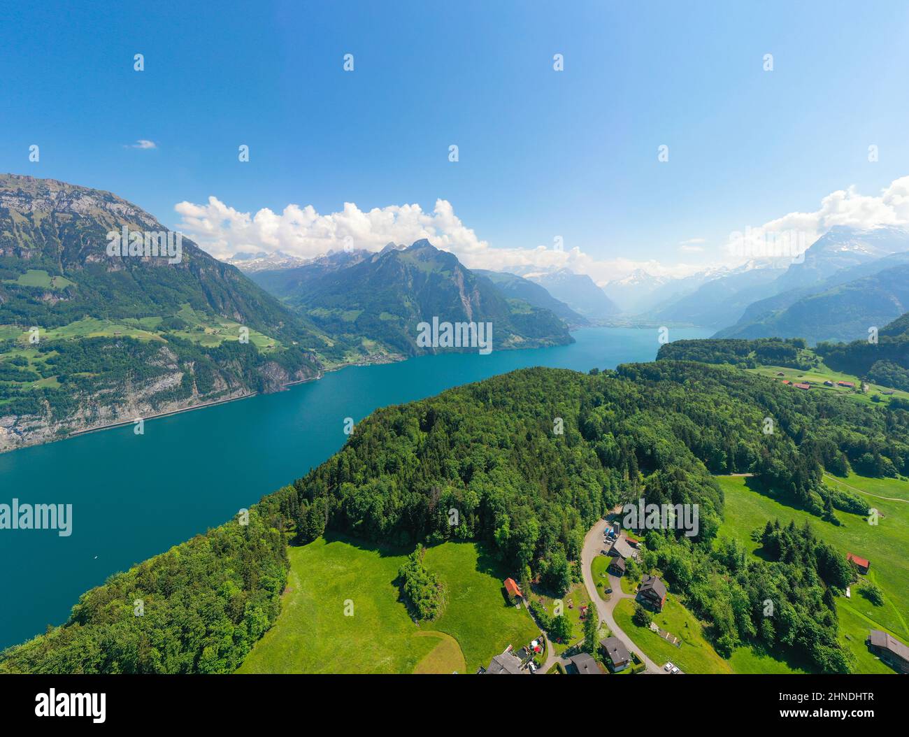 Panorama of Switzerland. Canton of Uri. Lake Lucerne. Aerial view ...