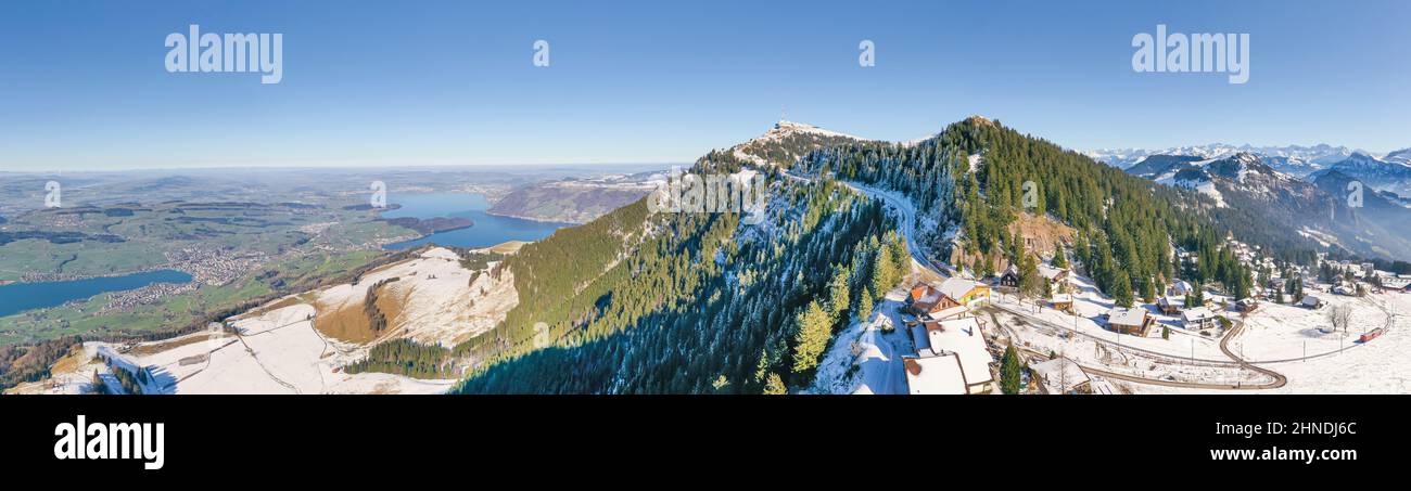 Panorama of the mountain of Rigi in Switzerland. Rigi Kaltbad First ...