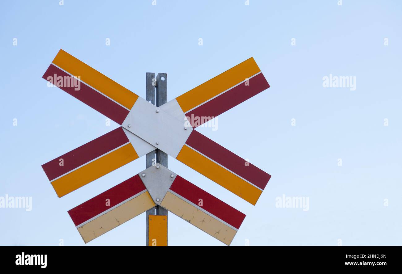 cross mark at railway crossing which means several tracks Stock Photo ...