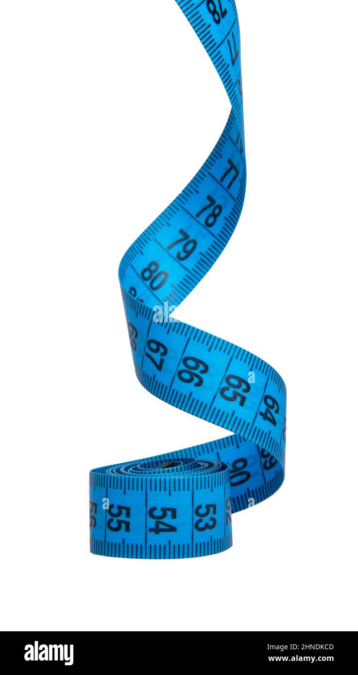 Blue tape measure tool isolated on the white background Stock Photo - Alamy