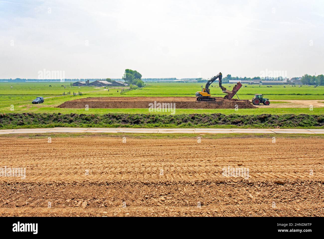 Earthworks in a Dutch polder landscape Stock Photo - Alamy