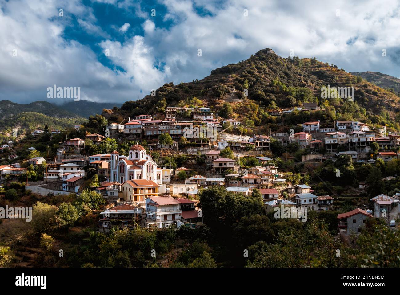 Panorama of a mountain village in Cyprus (Moutoullas Stock Photo - Alamy