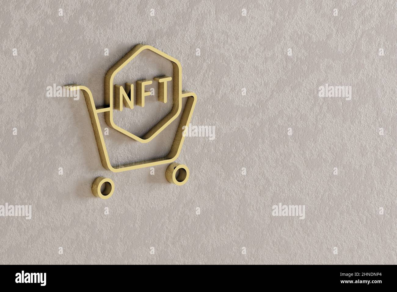 NFT Shopping Cart icon Beautiful Golden NFT symbol icons on wall ...