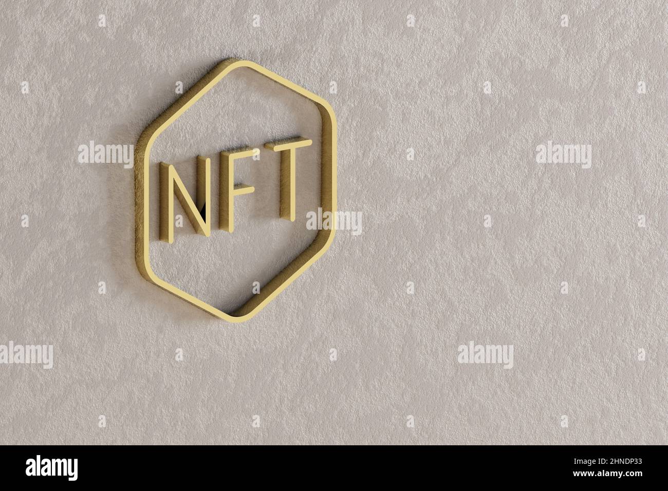 NFT Token icon. Beautiful Golden NFT symbol icons on wall background ...