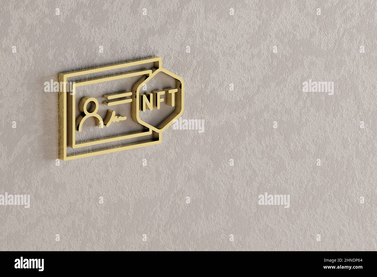 NFT License icon. Beautiful Golden NFT symbol icons on wall background ...