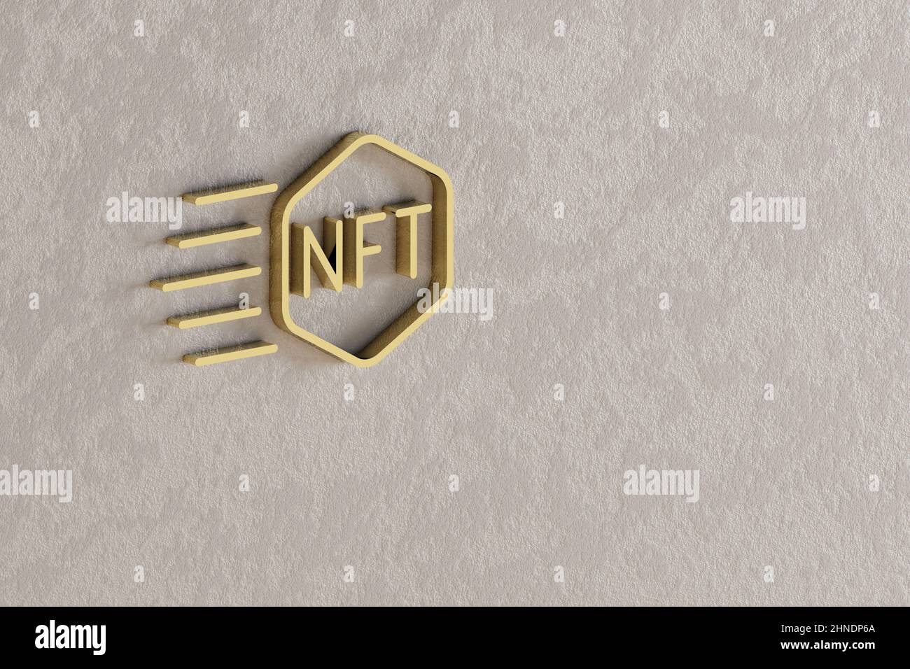 NFT Token icon. Beautiful Golden NFT symbol icons on wall background ...