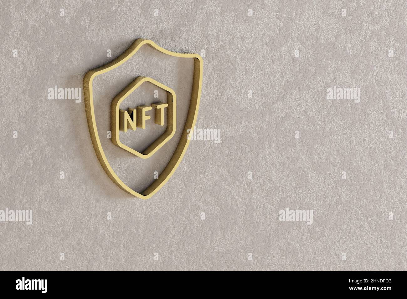 NFT Security icon. Beautiful Golden NFT symbol icons on wall background ...
