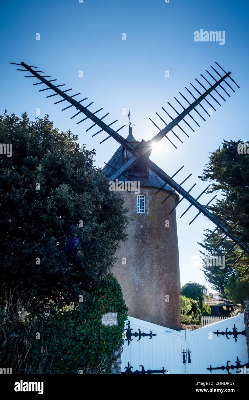 Old traditional windmill in Re island, France Stock Photo - Alamy
