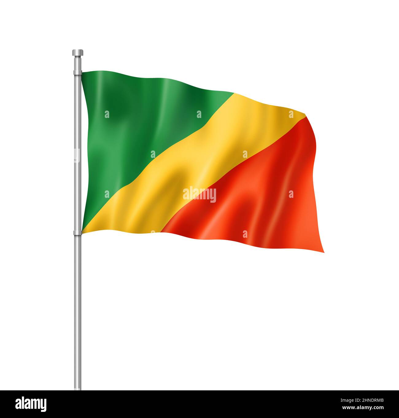 Republic of the Congo flag, three dimensional render, isolated on white ...