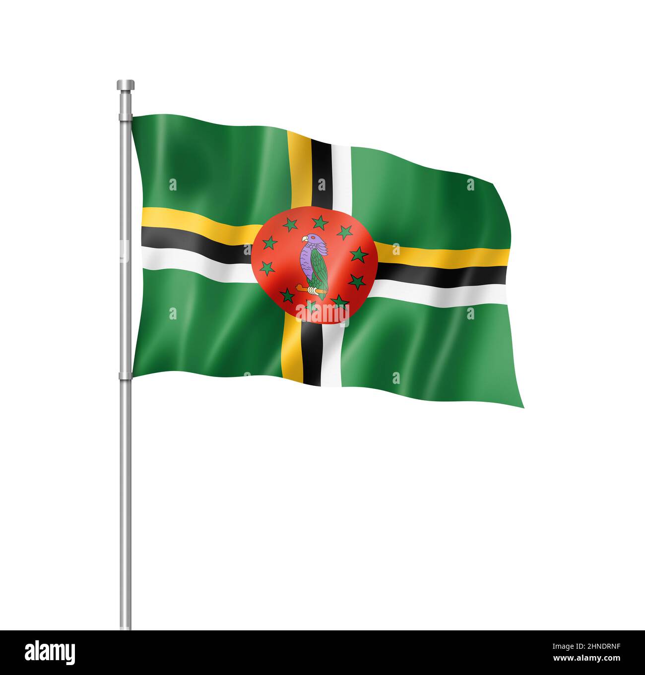 Dominica flag, three dimensional render, isolated on white Stock Photo ...