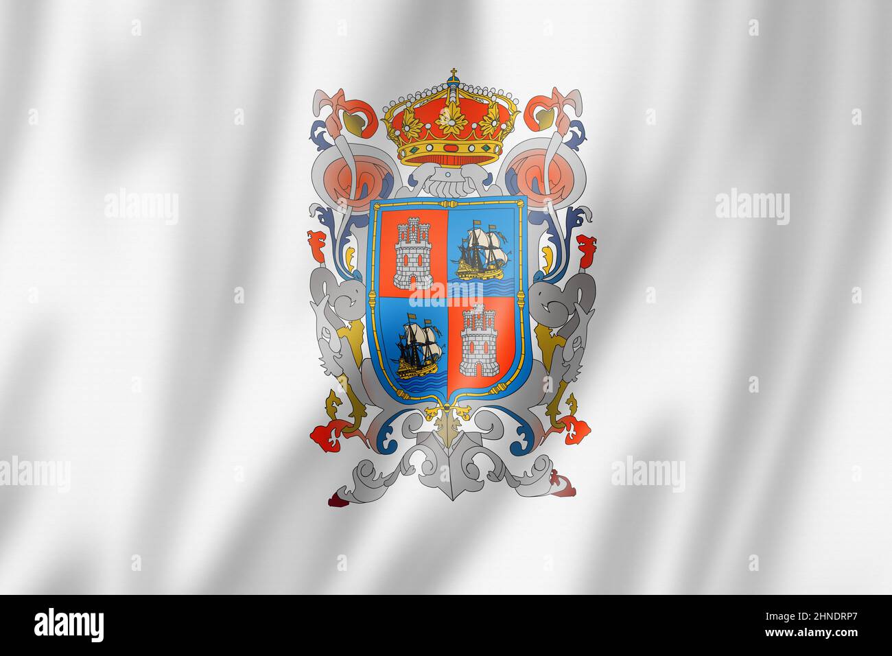 Campeche state flag, Mexico waving banner collection. 3D illustration ...